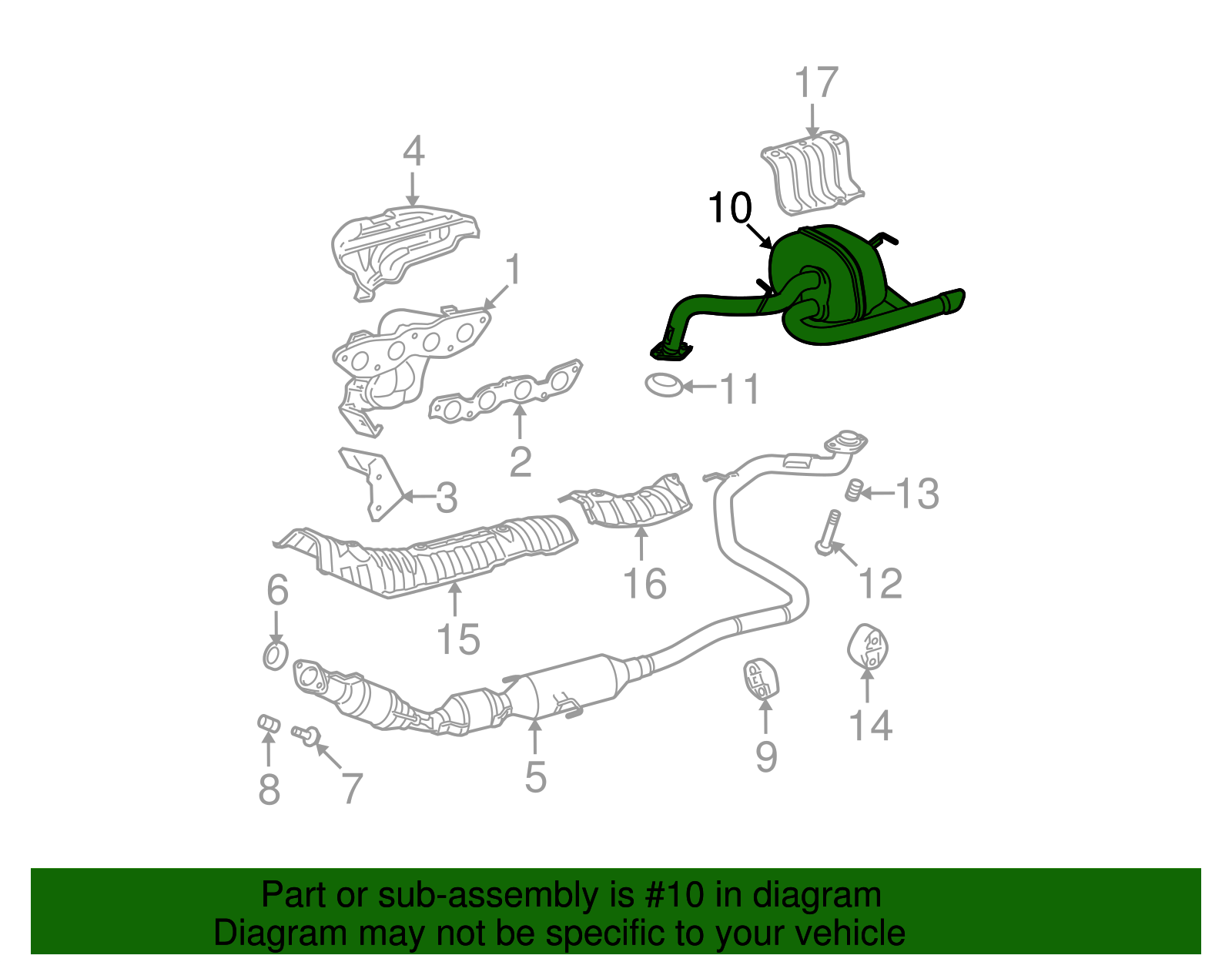2007-2011 Toyota Yaris Muffler & Pipe 17430-21502 | OEM Parts Online