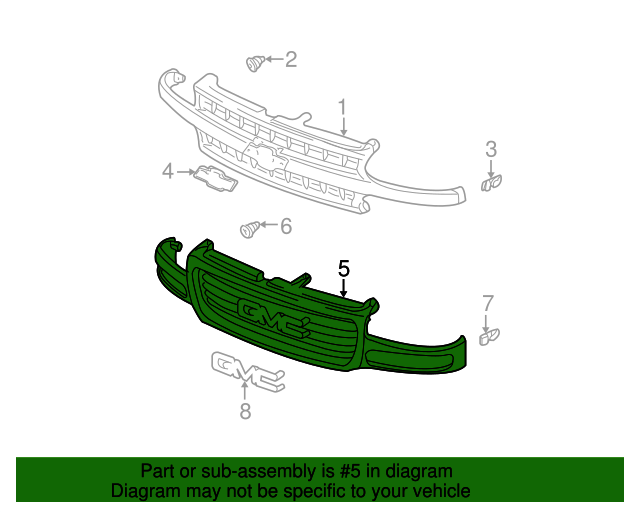 1999-2002 GM Front Grille 15764313 | GMPartsDirect.com