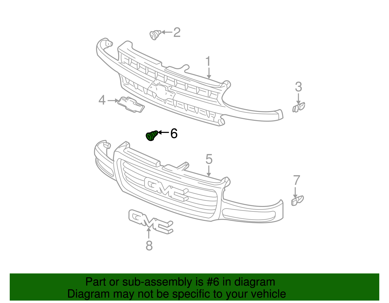 1999-2006 GM Front Grille Retainer 15764320 | NewGMParts.com
