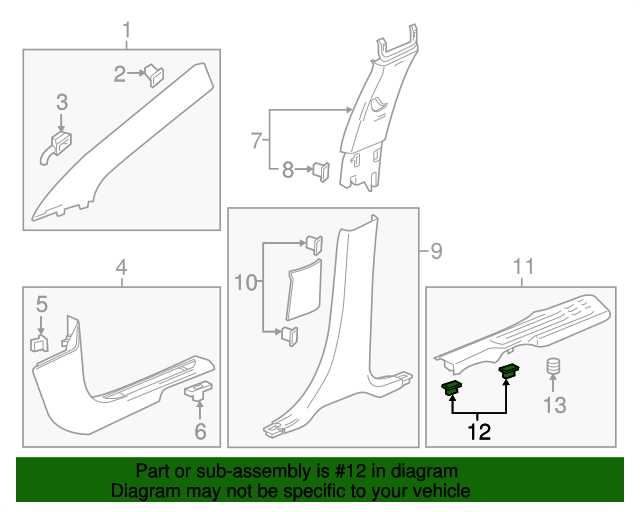 2017-2020 GM Sill Trim Rear Clip 11547675 | GMPartsDirect.com