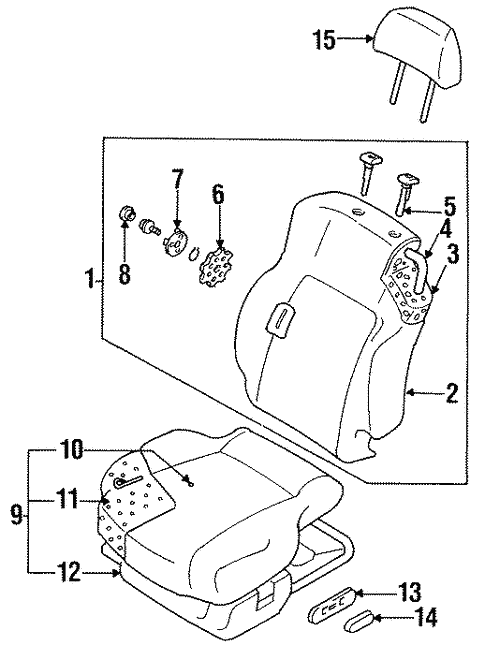 Front Seat Components for 1996 Mitsubishi Eclipse | Mitsubishi Parts ...