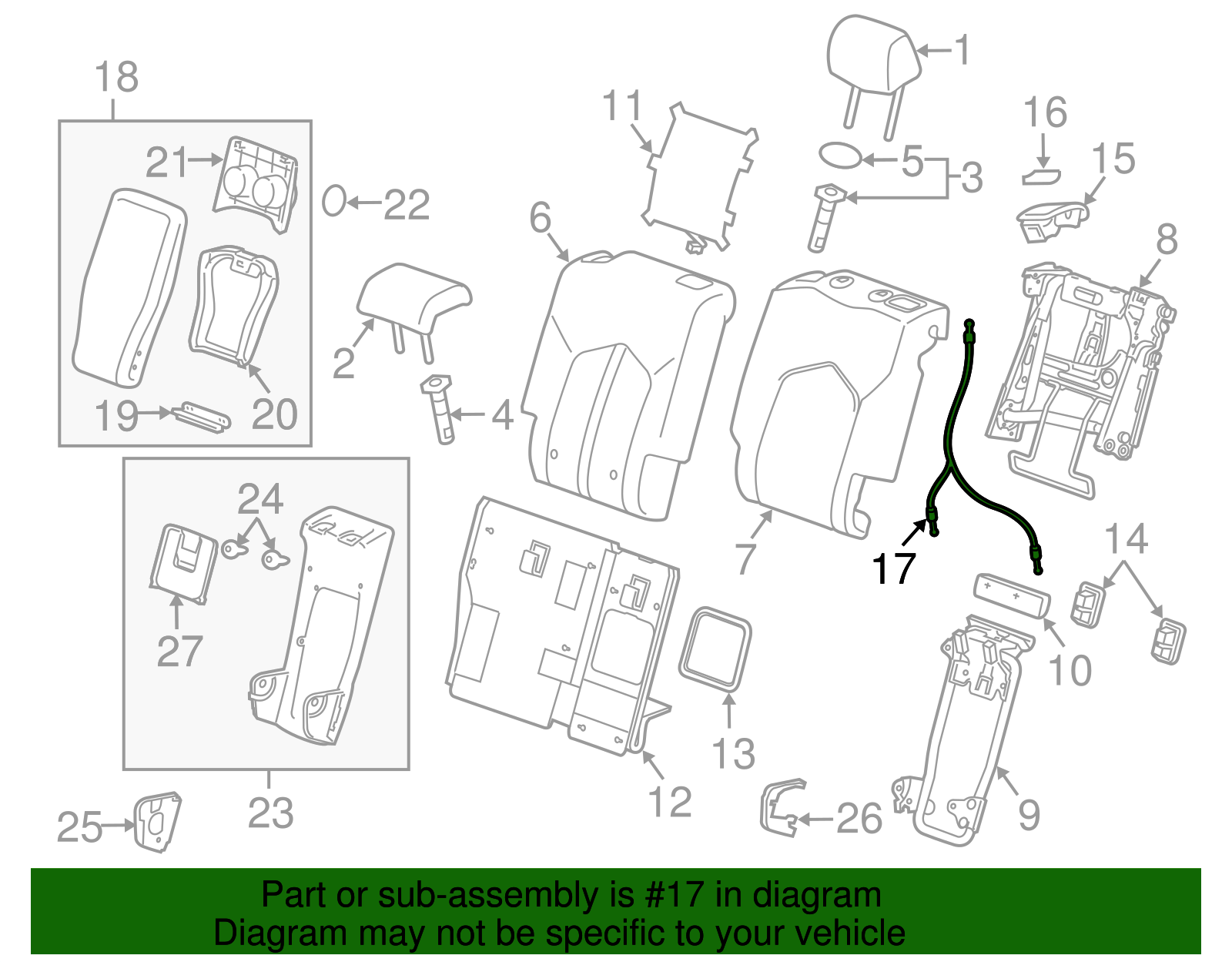 20925549 - Rear Seat Latch Cable 2010-2016 Cadillac SRX | Big 3 Auto Parts