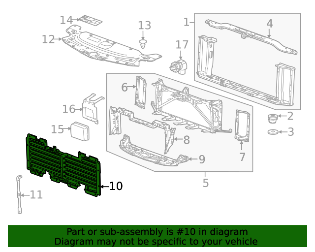 2016 Cadillac Front Bumper Shutter 84378164 | TascaParts.com