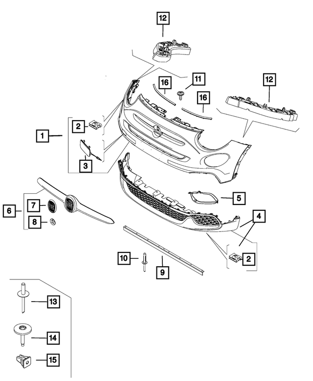2022 Fiat 500X Front Fascia 7MM87TZZAA | Mopar eStore