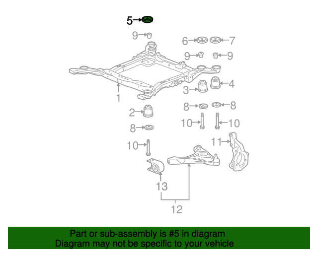 2006-2011 GM Drivetrain and Front Suspension Frame Upper Insulator ...