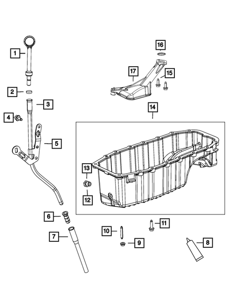 Engine Oiling, Oil Pan and Indicator (Dipstick) for 2016 Jeep Renegade ...