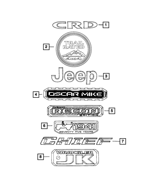 2017 Jeep Wrangler Nameplate 68324106AB | Mopar Estores