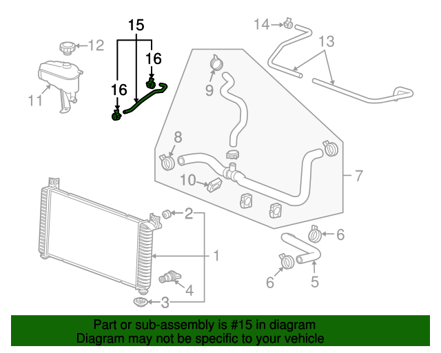 84919463 - Radiator Surge Tank Hose 2014-2020 GM | Chevrolet Parts Direct