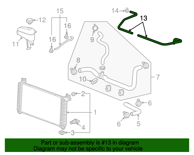 84919470 - Radiator Surge Tank Outlet Hose 2014-2020 GM ...