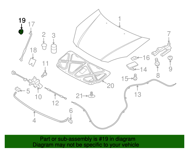 2009-2017 Hyundai Support Rod Clip 81174-2L000 | OEM Parts Online