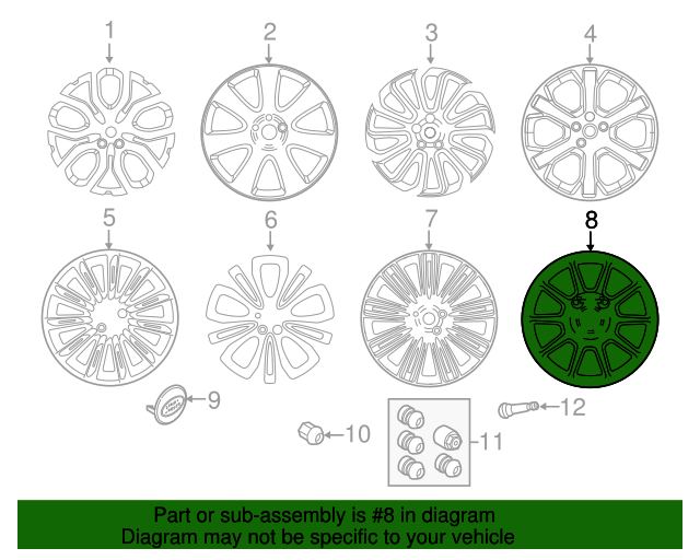 2013-2022 Land Rover Range Rover Alloy Wheel, 21" 10 Spoke, 'Style 1001 ...