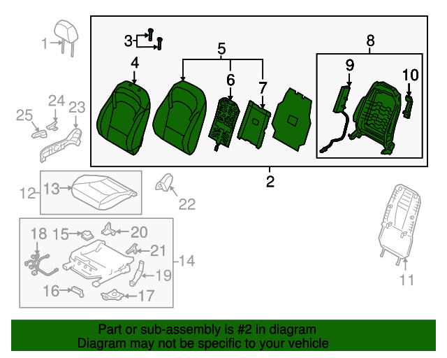 88400-G3551-PNG - Seat Back Assembly 2019-2020 Hyundai Elantra GT ...
