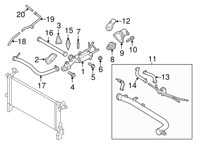 2010-2016 Hyundai Genesis Coupe Upper Hose 25414-2M100 | OEM Parts Online