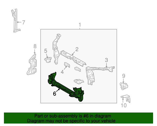 57104-02140 - Radiator Support Tie Bar 2009-2010 Toyota ...
