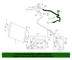 7L6-122-447-BJ - Engine Coolant Overflow Hose 2009-2010 Audi Q7 ...