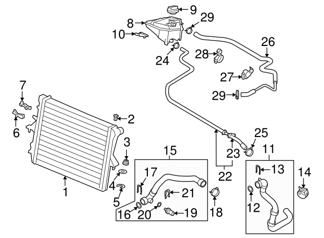 7L6-122-447-BJ - Engine Coolant Overflow Hose 2009-2010 Audi Q7 ...