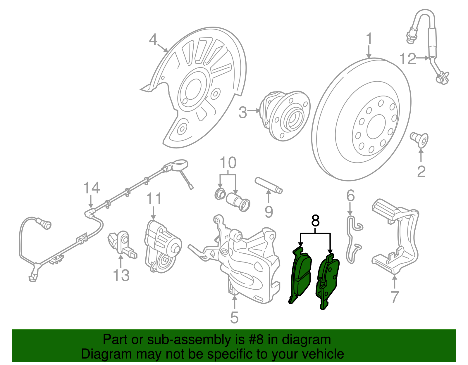 2018-2023 Volkswagen Brake Lining Rear 3Q0-698-451-N | VW Direct Auto Parts