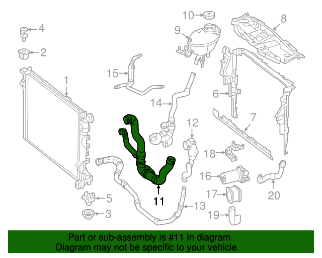 218-501-04-82 - Radiator Hose 2012-2015 Mercedes-Benz | Mercedes-Benz ...