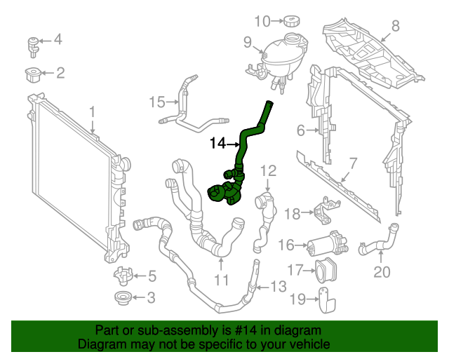 218-501-21-82 - Engine Coolant Overflow Hose 2012-2018 Mercedes-Benz ...