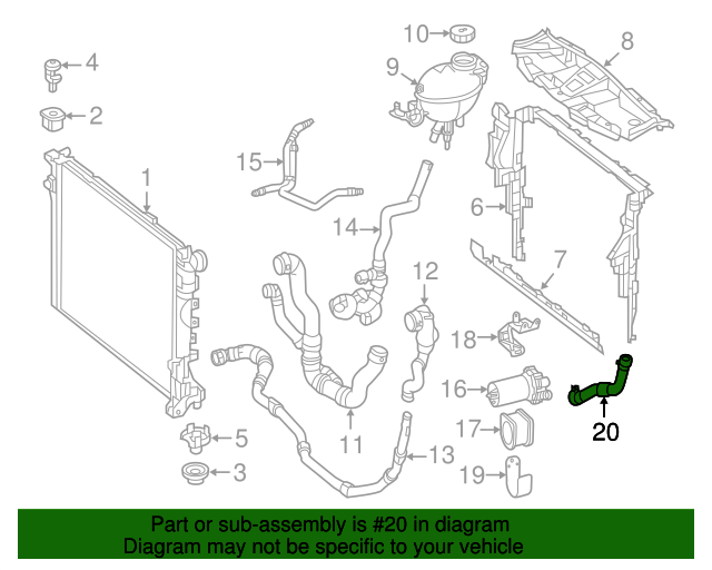 212-501-70-84 - Engine Coolant Hose 2014-2018 Mercedes-Benz ...