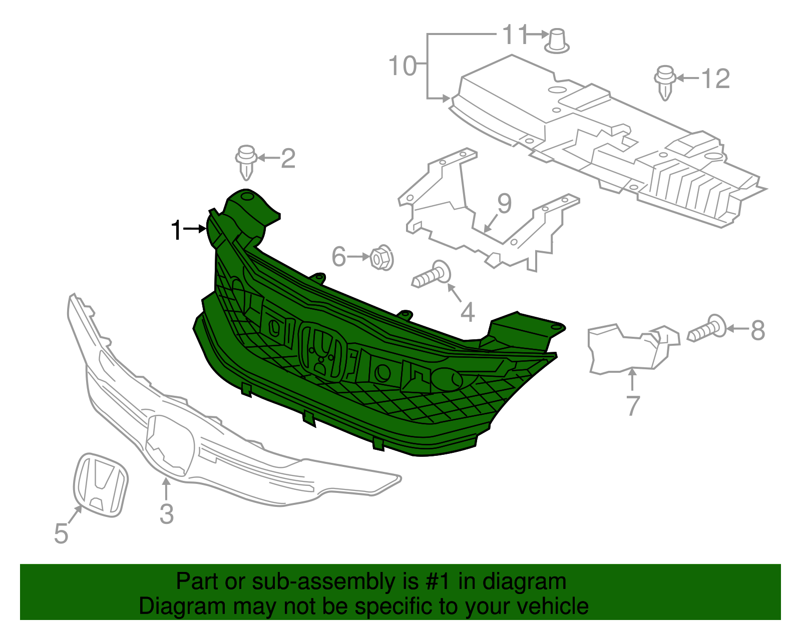 71121-T3L-A51 - 2016-2017 Honda Accord - Base Front Grille | Honda ...