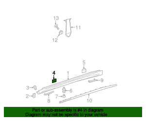 001-991-49-71 - Rocker Panel Molding Clip 2014-2020 Mercedes-Benz ...