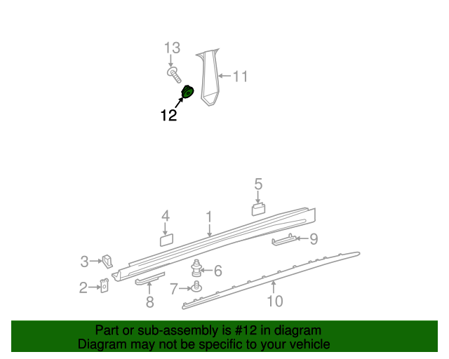 000-998-52-85 - Door Pillar Post Trim Grommet 2014-2023 Mercedes-Benz ...