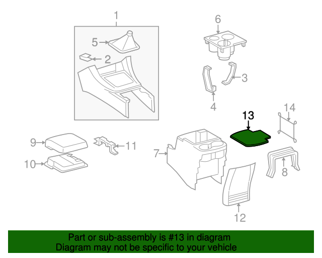 58815-AD010 - Console Mat - 2005-2015 Toyota Tacoma | OEM Genuine ...