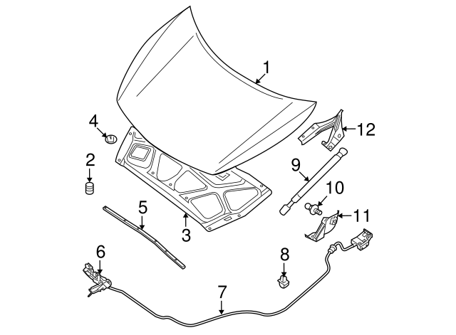 2009-2014 Nissan Maxima Lift Cylinder - Driver's Side (LH) 65471-9N00A ...