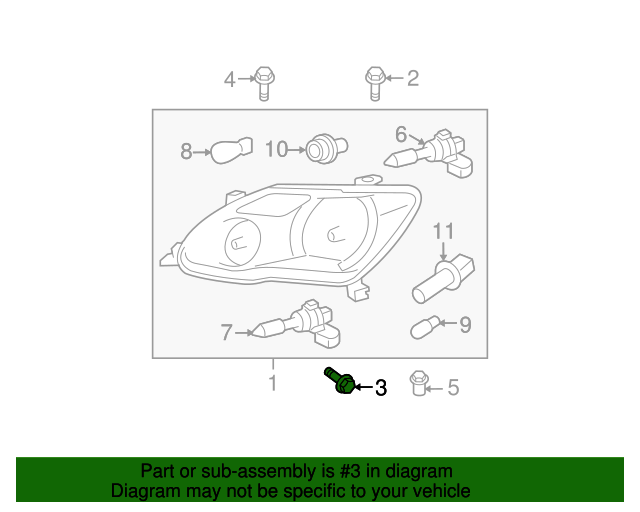 2000-2010 Toyota Lens & Housing Screw 90080-10080 | Toyota Parts
