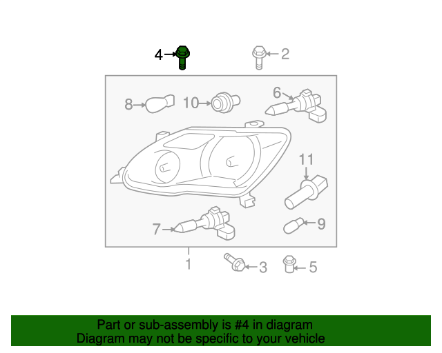 2005-2012 Toyota Bumper Cover Upper Bolt 90109-A0003 | Toyota Parts Center