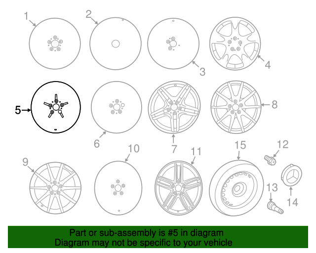 5-Spoke Wheel 45.7 Cm (18 Inch) - Front - Part #172-401-00-00-9765 ...