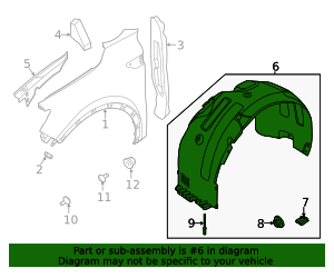 2021-2023 Kia Sorento Fender Liner 86812-R5000 | Kia Automotive Parts