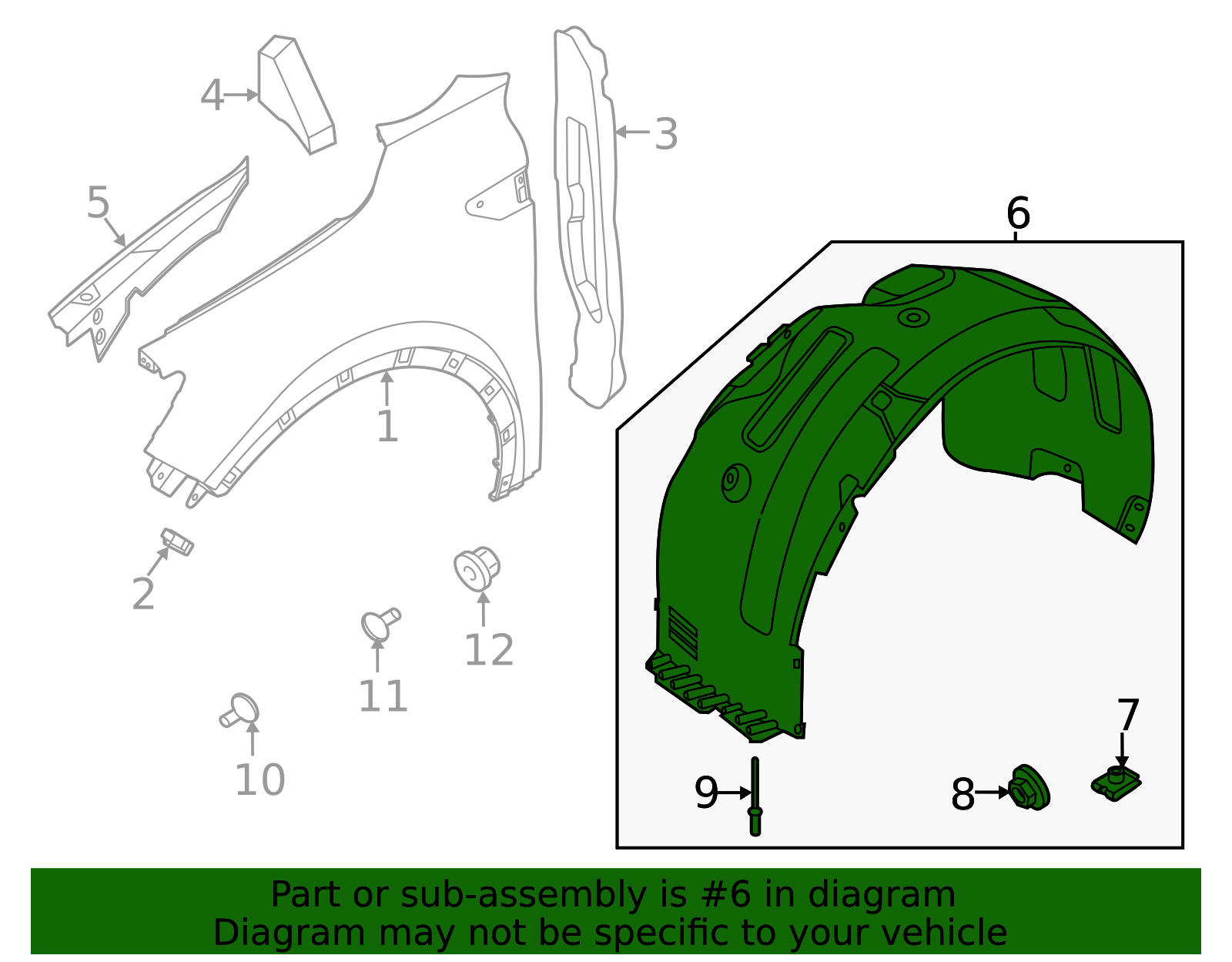 2021-2023 Kia Sorento Fender Liner 86812-R5000 | Kia Automotive Parts