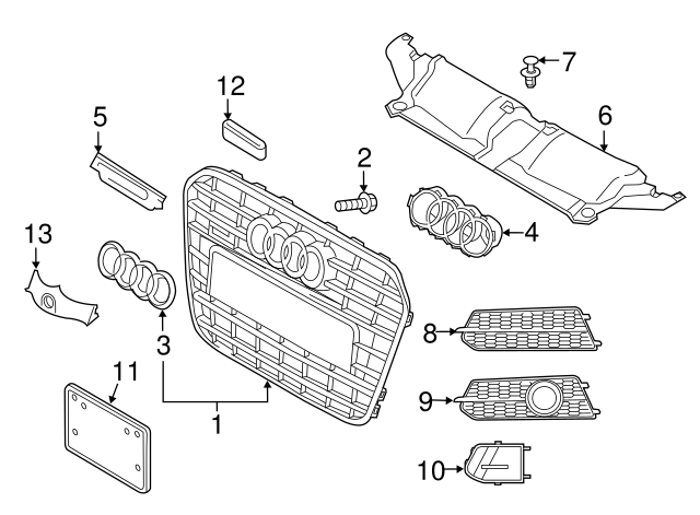 2016-2018 Audi Outer Grille 4G0-807-647-B-BMT | OEM Parts Online