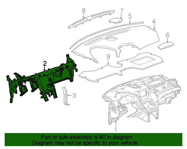 2010-2016 Cadillac SRX Instrument Panel Tie Bar 22865997 ...