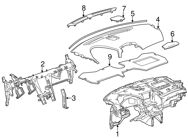 2013-2016 Cadillac SRX Brownstone Instrument Panel Upper Trim Panel ...
