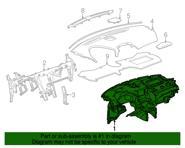 23244325 - Instrument Panel Carrier 2013-2016 Cadillac SRX | Gateway ...