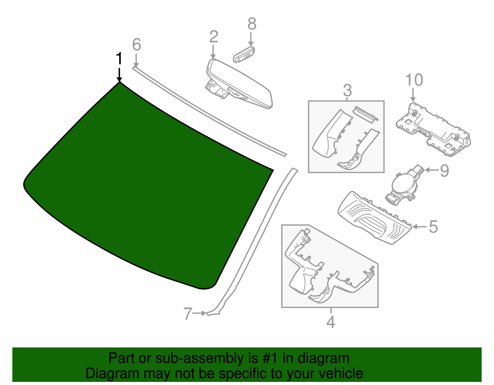 Genuine BMW 51-31-5-A9A-649 | Windshield Green Rain Ligh 513111 | FREE ...