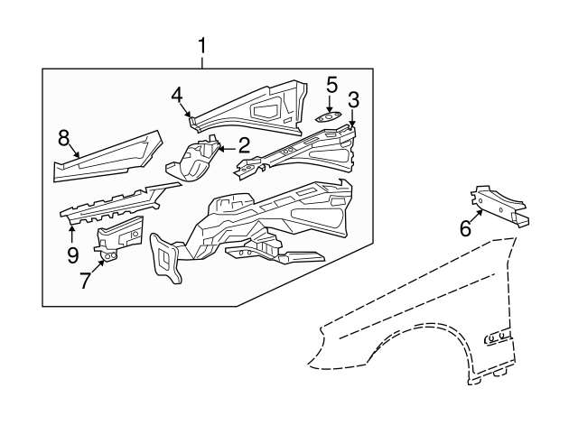 2003-2011 Mercedes-Benz Fender Rail Reinforcement 211-626-27-52 ...