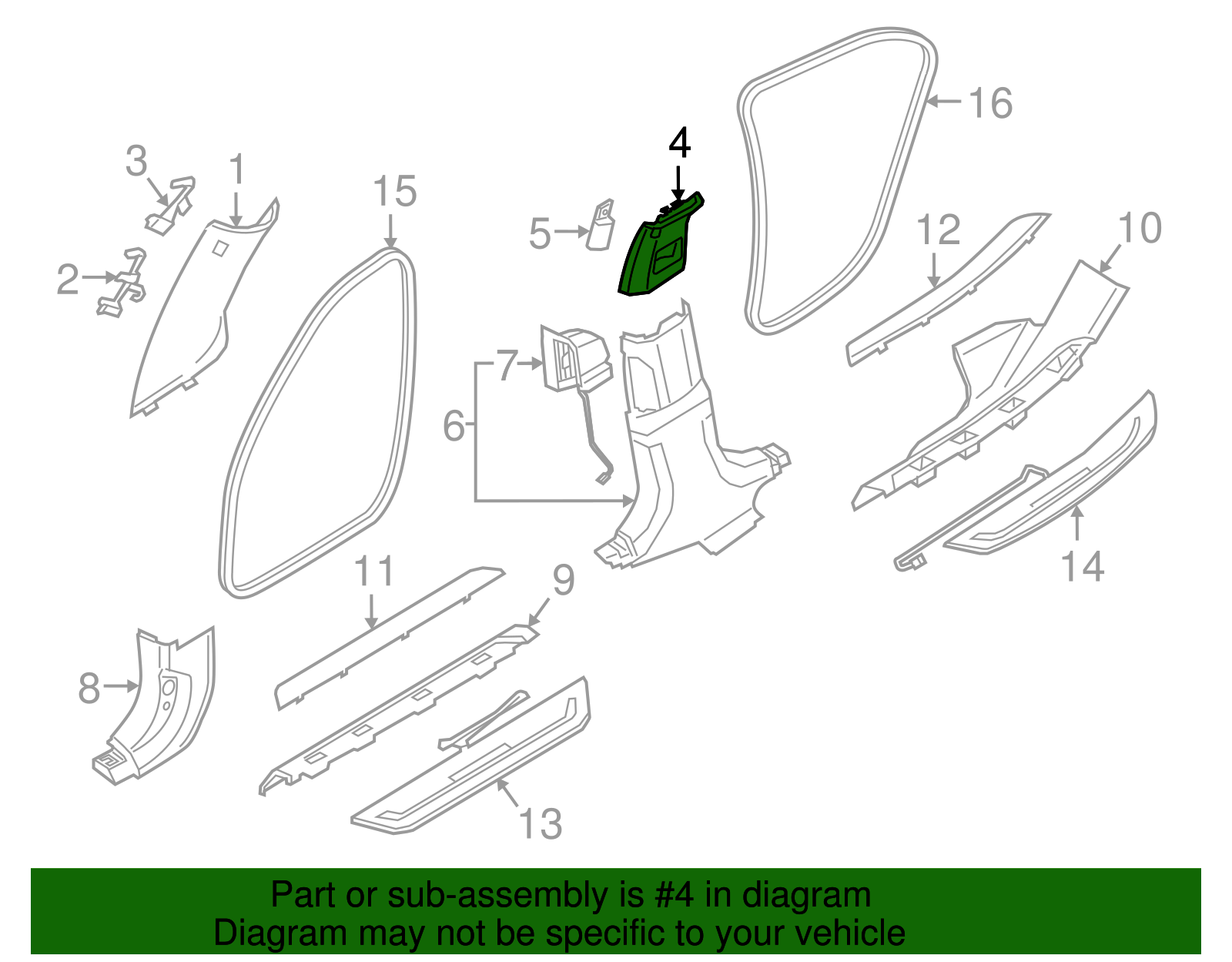 2016-2022 BMW Upper Center Pillar Trim 51-43-7-391-908 | BMW Parts ...