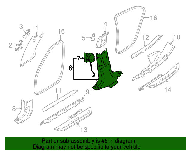 51-43-7-420-066 - Cover, B-column bottom right 2016-2022 BMW ...