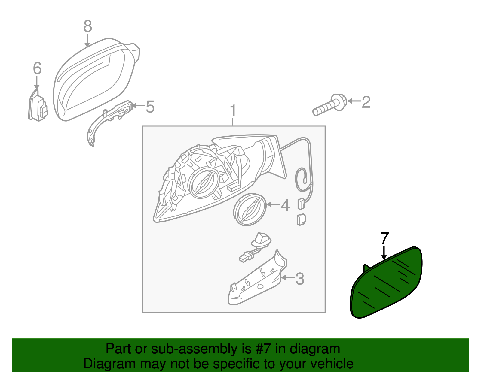2010-2017 Audi Mirror Glass 8K0-857-535-D | OEM Parts Online