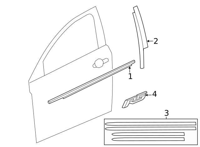 2011-2016 Chevrolet Passenger Side Front Door Window Outer Sealing ...