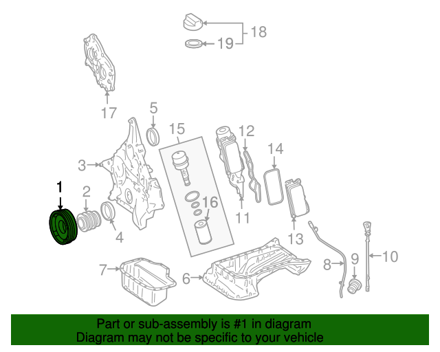 272-030-08-03 - Engine Crankshaft Pulley 2005-2015 Mercedes-Benz ...