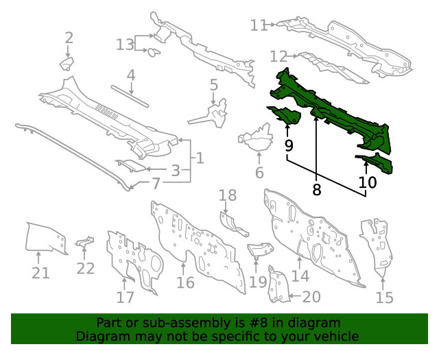 2019-2024 Toyota Cowl Panel 55700-02620 | Toyota Parts Express