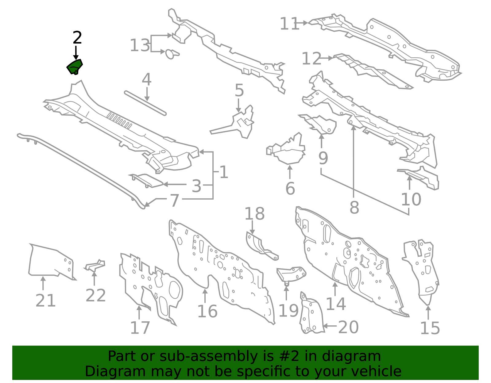2019-2022 Toyota Corolla Cowl Grille Shield 55754-02150 | Toyota Parts ...