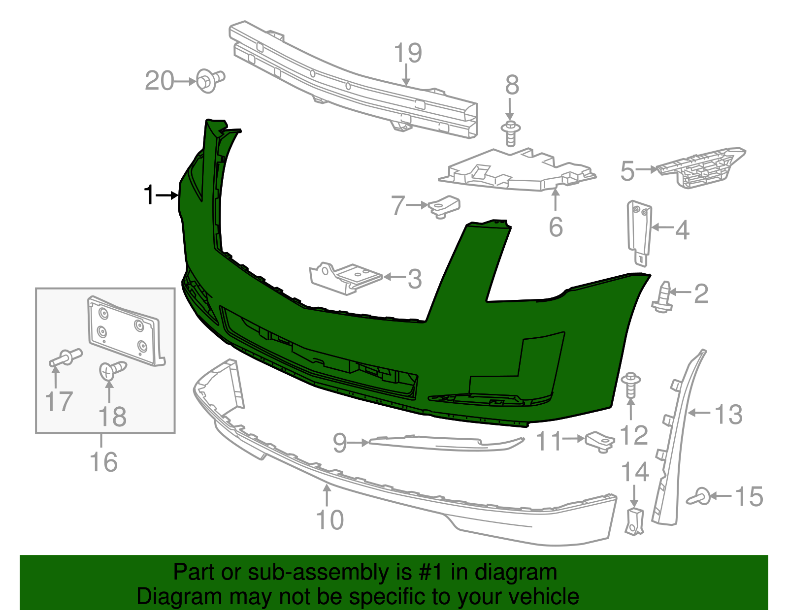 2015 Cadillac Escalade ESV Front Upper Bumper Cover 84110983 GM ...