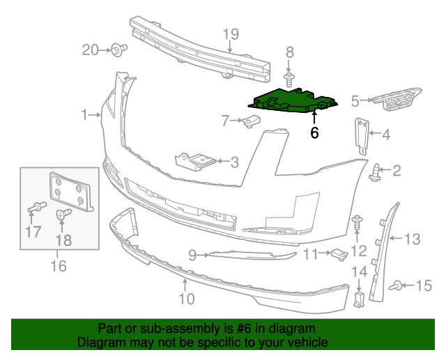 2015-2020 Cadillac Front Driver Side Bumper Outer Filler 84354606 GM ...