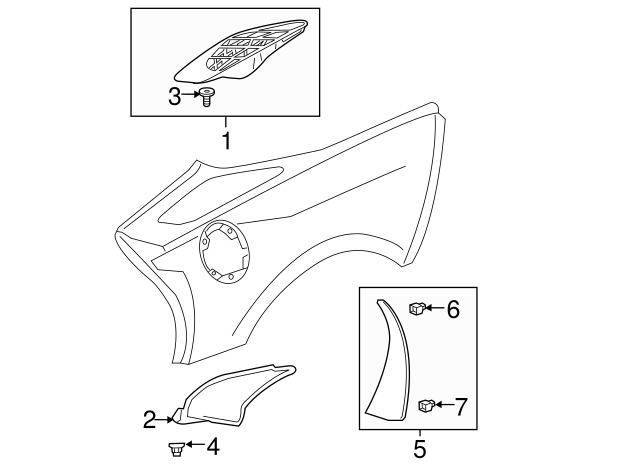 23489905 - Passenger Side Rear Wheel Opening Rear Molding 2014-2019 ...